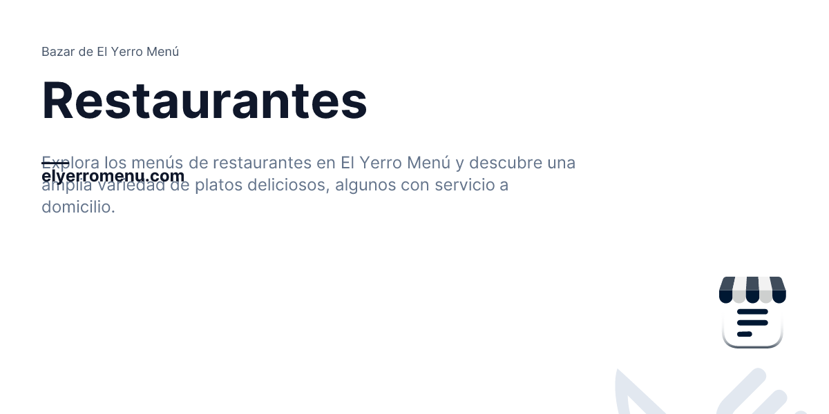 Restaurantes | Bazar de El Yerro Menú