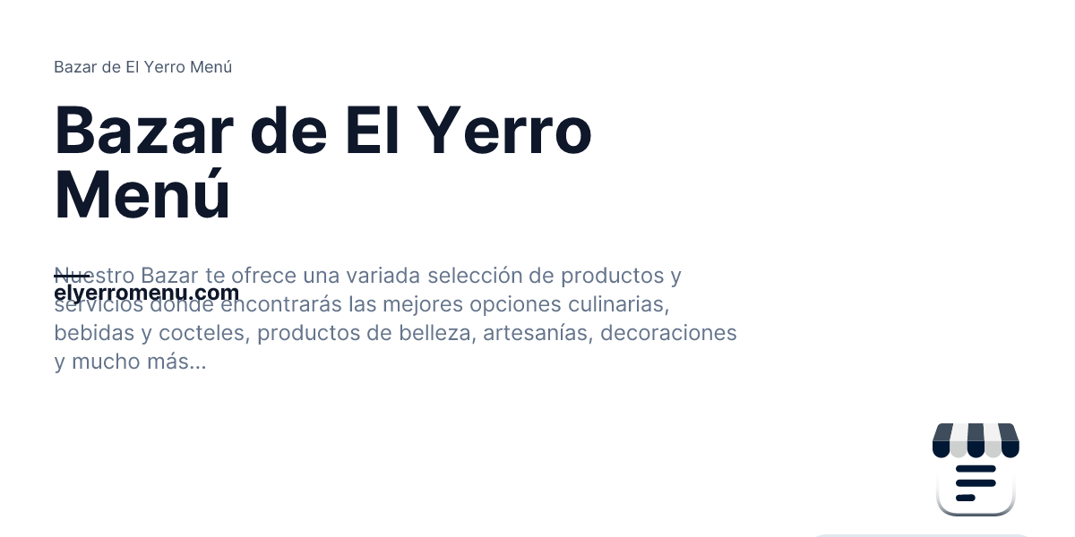 Bazar de El Yerro Menú